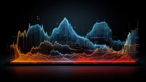Colorful Graph and Chart with Mountain Shaped Bars. Stock Image - Image ...