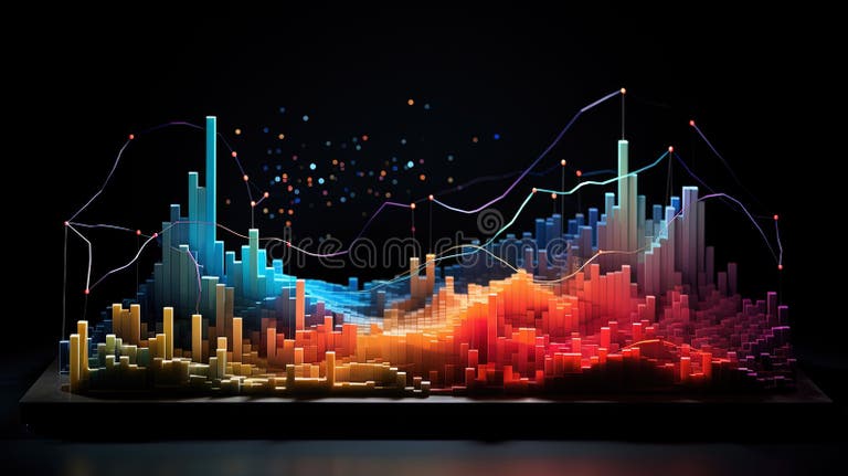 Colorful Graph and Chart with Mountain Shaped Bars. Stock Illustration ...