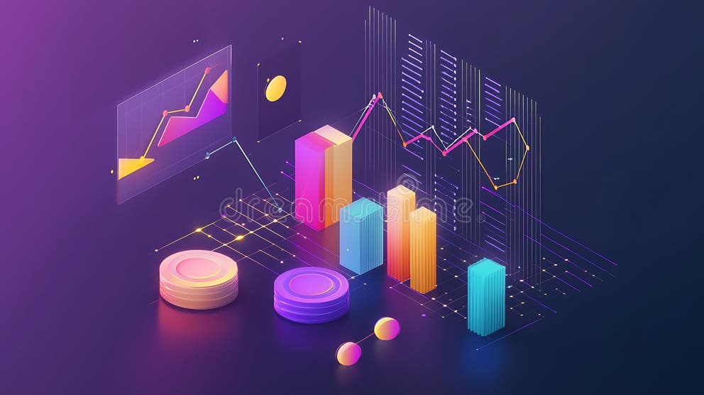 A Colorful Graph with a Coin on the Left Side Stock Illustration ...