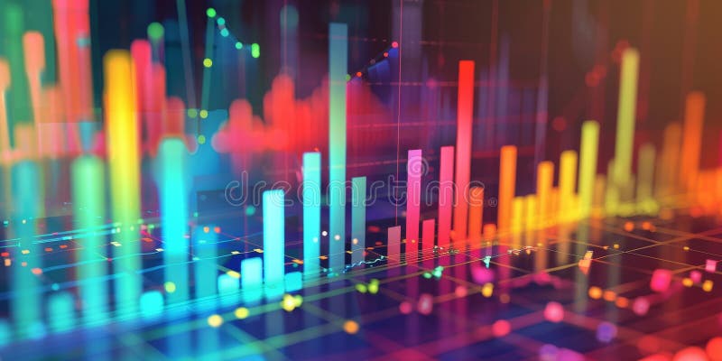 A Colorful Graph with Many Different Colored Lines and Bars Stock ...