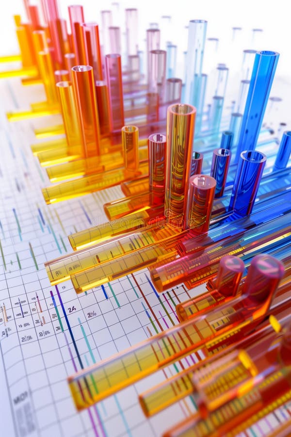 A Colorful Graph with Many Different Colored Tubes and Numbers Stock ...