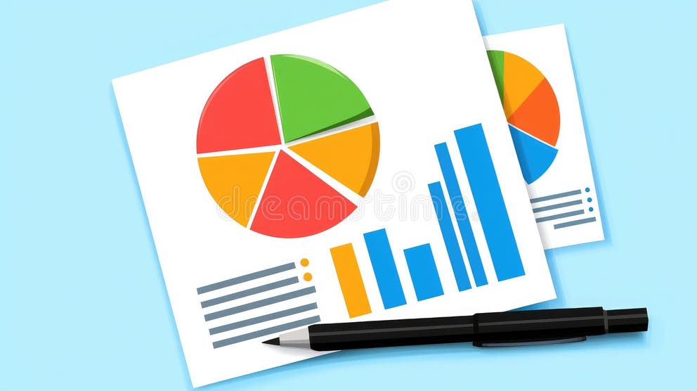 Colorful Graph and Pie Chart on Paper Showcasing Data Analysis for ...