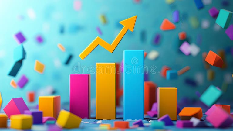 Colorful Graph Shows Growth and Progress. Bright Bars Represent Various ...