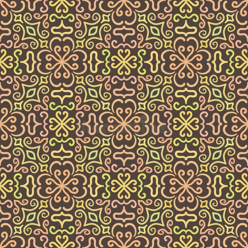 Colorful Graphic Flower Pattern on Brown Stock Vector - Illustration of ...
