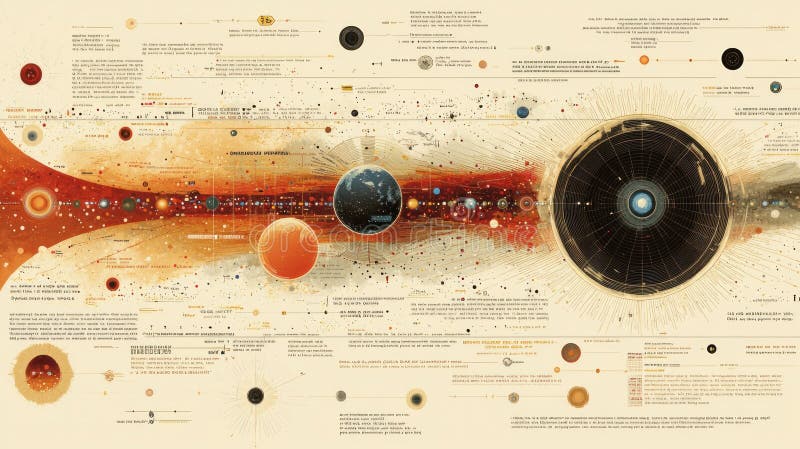 A Colorful Graphic Illustrating the Scale of the Solar System Stock ...