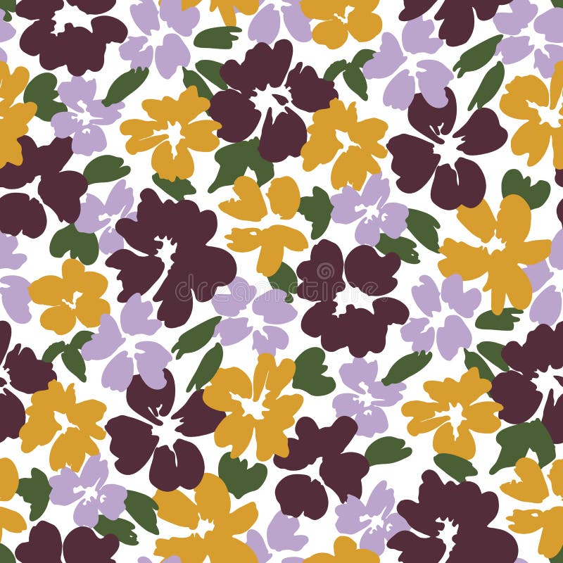 Colorful Graphic Large Scale Floral Vector Seamless Pattern on White ...