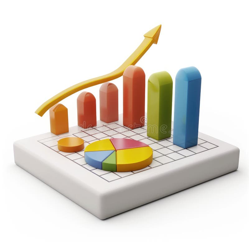 Colorful 3D Bar and Pie Chart Showing Business Growth and Success Stock ...