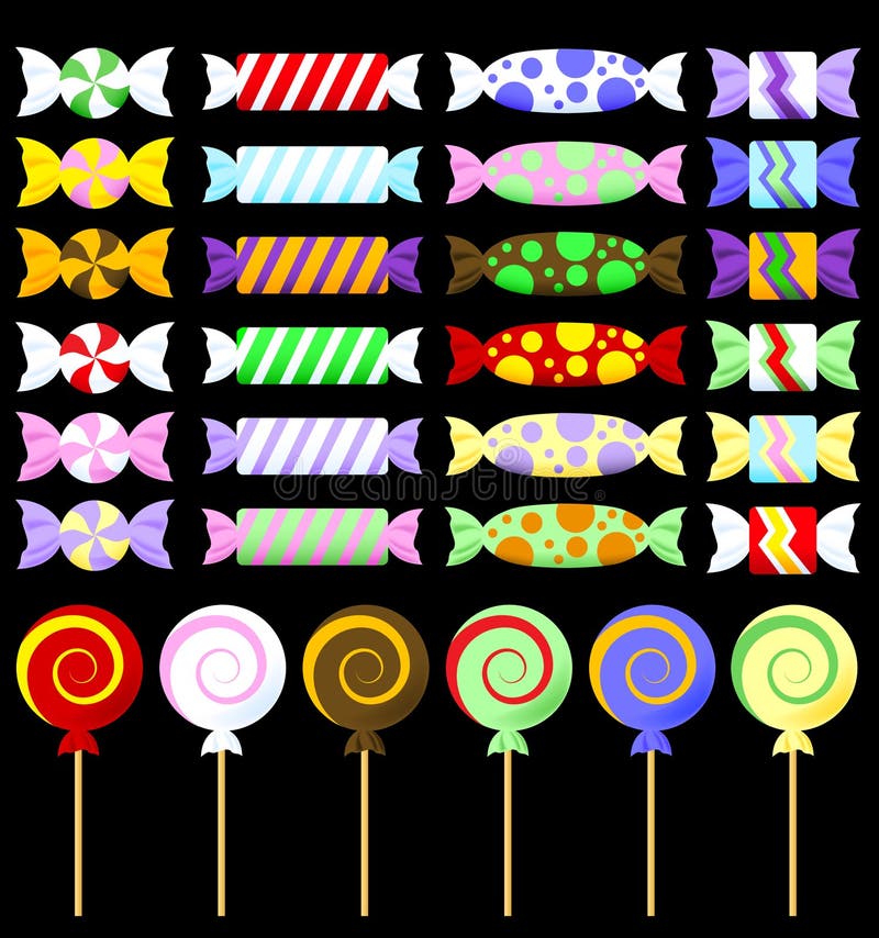 Colorful Graphic Wrapped Candy Vectors Stock Vector - Illustration of ...