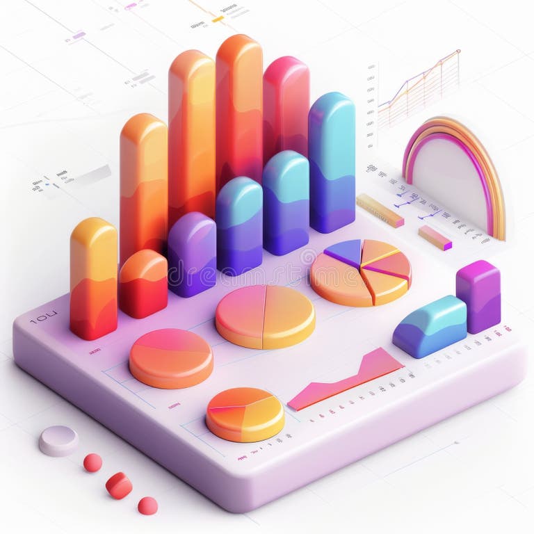 Colorful Graphs and Charts on Digital Display for Data Analysis Stock ...
