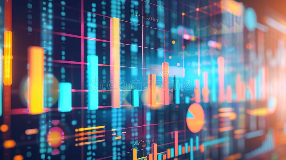 Colorful Graphs and Charts Displaying Data Trends in a Digital ...