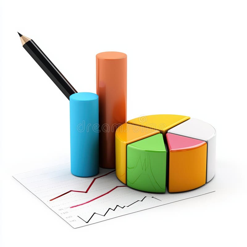 Colorful Graphs and Charts on White Background Stock Illustration ...