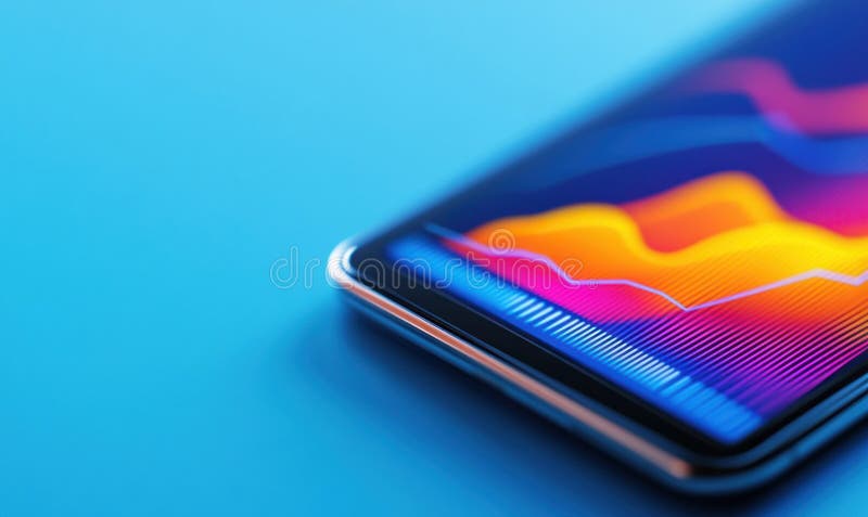 Colorful Graphs on Smartphone Screen with Modern Design Stock ...