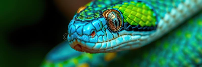Colorful Green Tree Python Rests on a Branch in a Tropical Setting ...