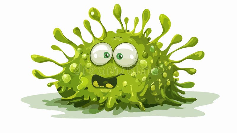 Colorful Green Virus Cartoon Vector Illustration for Medical Designs ...