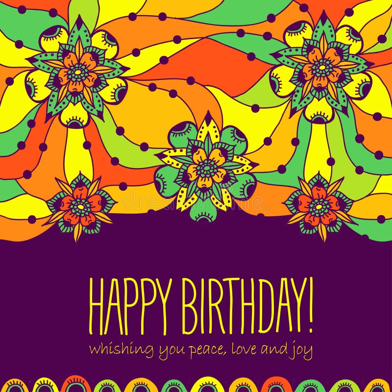 Colorful Greeting Card Happy Birthday Stock Vector - Illustration of ...