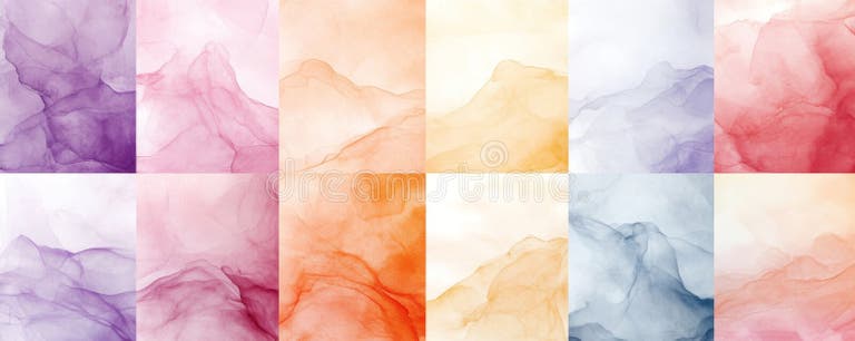A Colorful Grid Design with Warm Tones and Watercolor Effects in a ...