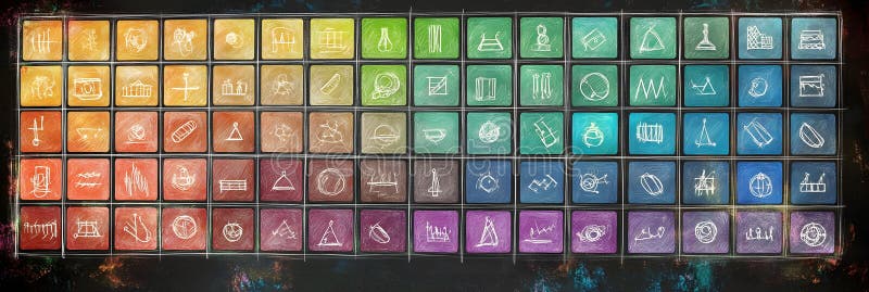 Colorful Grid of Diverse Symbols Stock Illustration - Illustration of ...