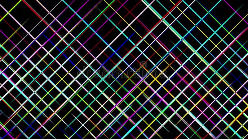 Colorful Grid Lines Pattern on Plain Black Background Stock Footage ...