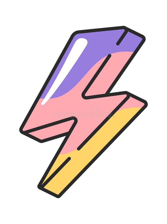 Colorful Groovy Lightning Thunderbolt Element Stock Vector ...