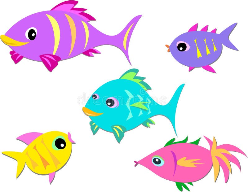 Group Of Fish Cartoon The Illustration Shows A Group Of Some Fish