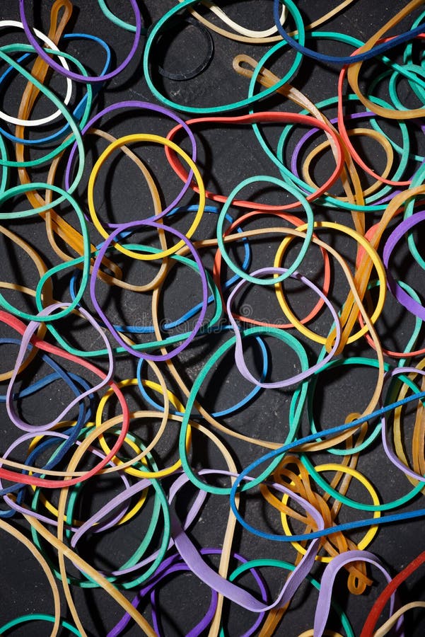 Colorful Group of Messy Rubber Bands Stock Photo - Image of stack ...