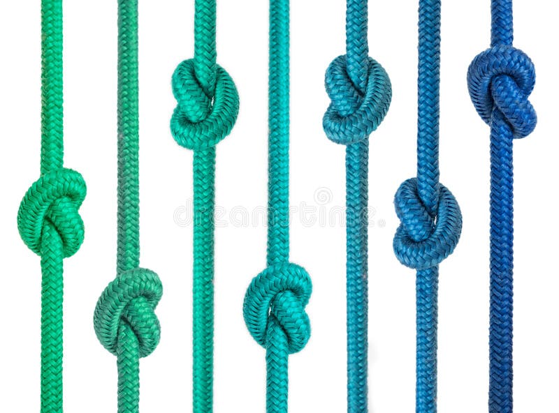 Group of Ropes with Knots in a Row Stock Photo - Image of problem ...