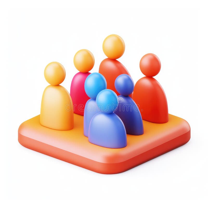 Colorful 3D Abstract People Figures on Platform, Teamwork Concept Stock ...