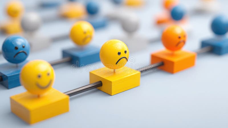 Colorful Group of Yellow and Blue Toy People Representing Dynamic ...