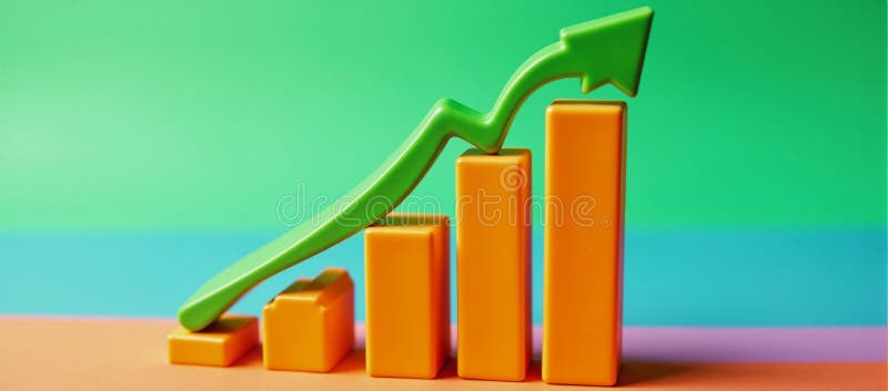 Colorful Growth Chart Orange Bars Green Arrow Show Increasing Progress ...