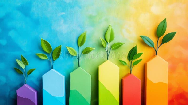 Colorful Growth Stages with Leaves Representing Nature Development on ...