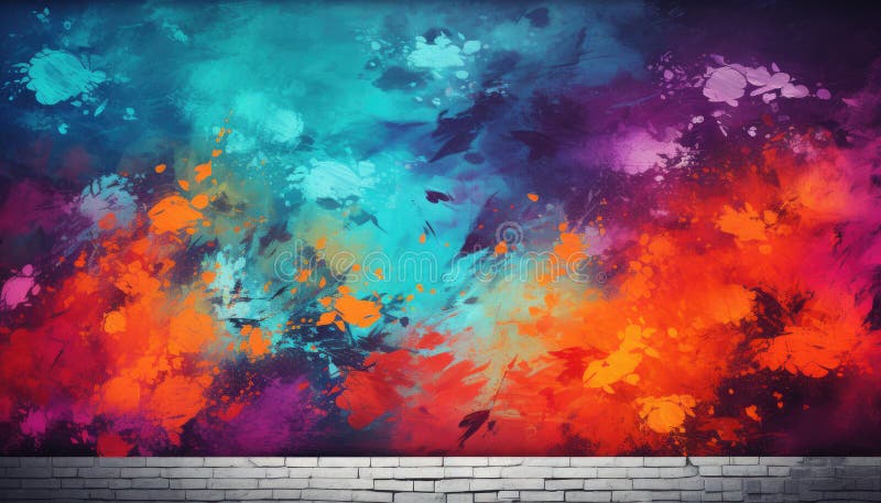 Colorful Grunge Art Wall Background Illustration. Stock Photo - Image ...