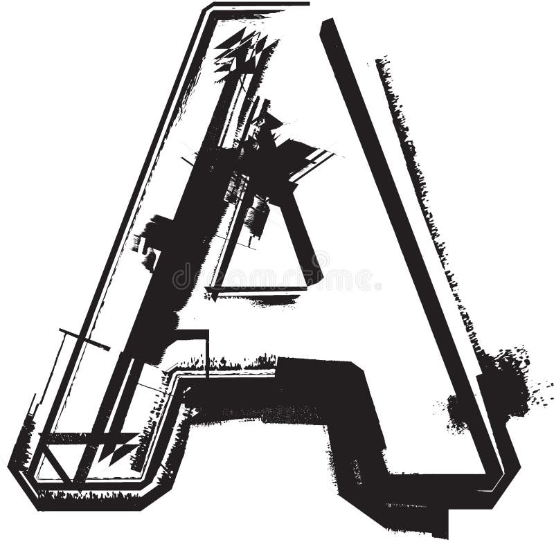 Colorful Grunge Font LETTER a Stock Vector - Illustration of paint ...