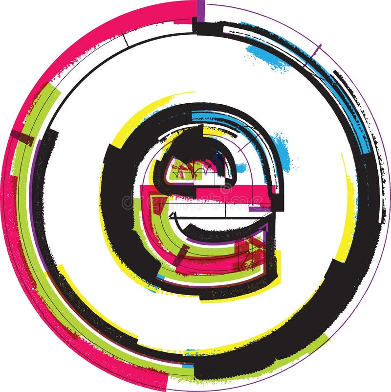 Colorful Grunge Font LETTER E Stock Vector - Illustration of artwork ...