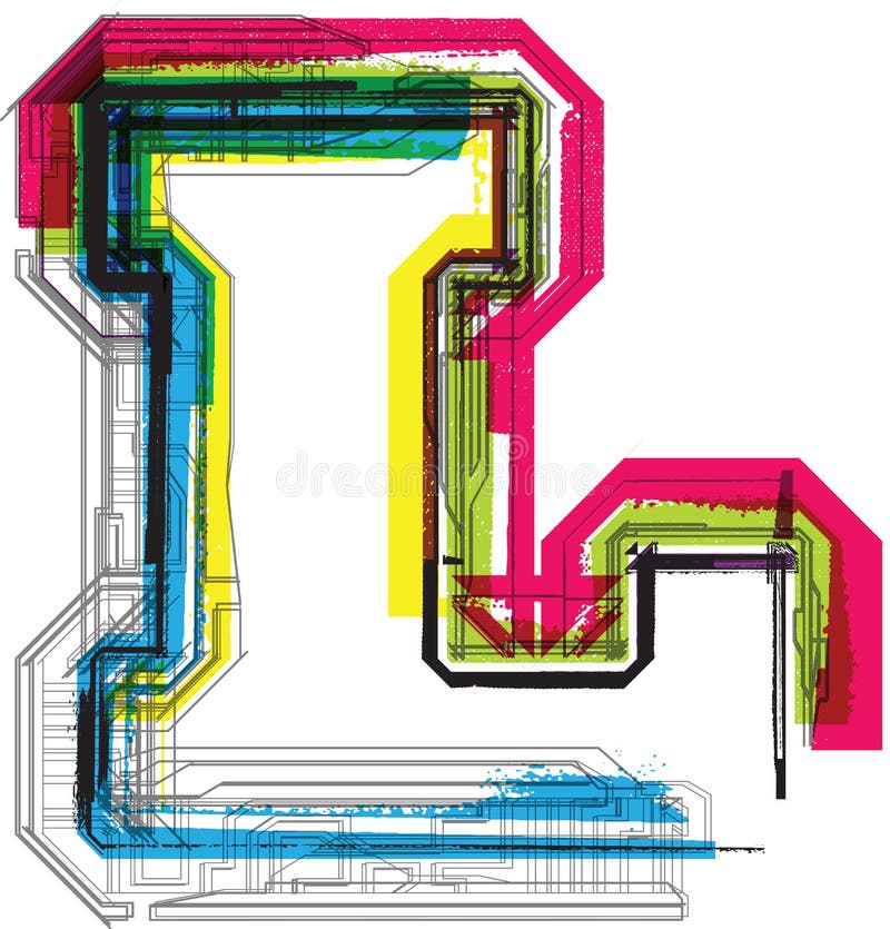 Colorful Grunge Font LETTER L Stock Vector - Illustration of graphic ...