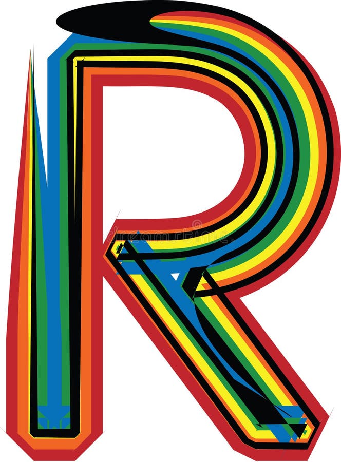 Colorful Grunge Font LETTER R Stock Vector - Illustration of draw, caps ...