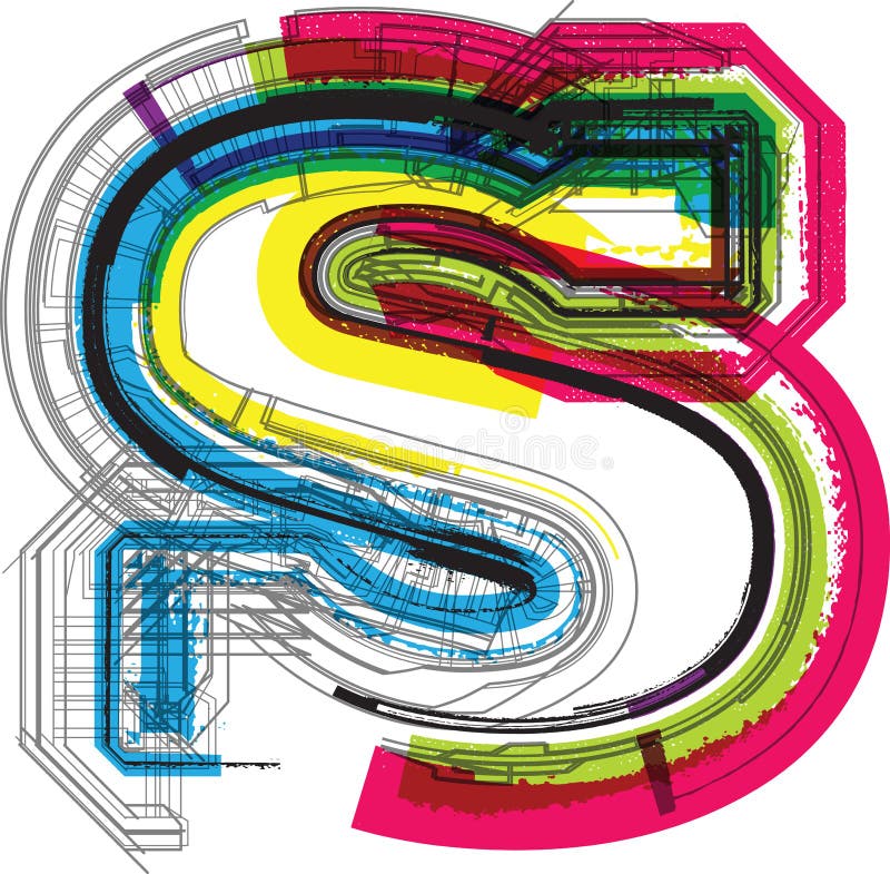Colorful Grunge Font LETTER S Stock Vector - Illustration of font ...