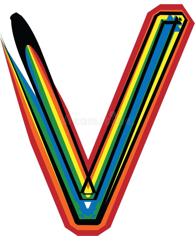 Colorful Grunge Font LETTER V Stock Vector - Illustration of drawing ...