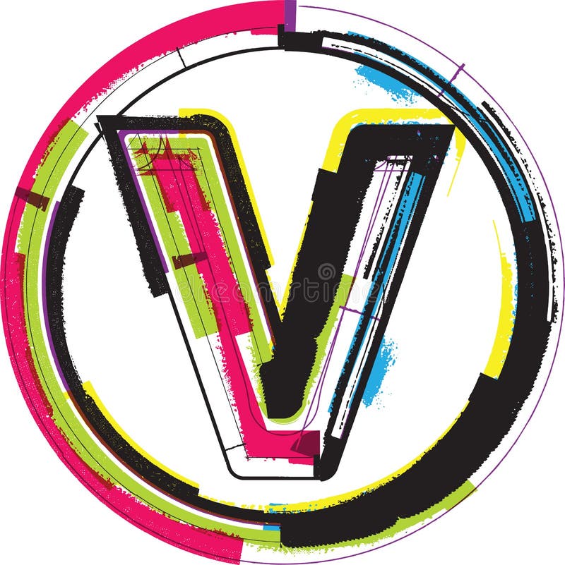 Colorful Grunge Font LETTER V Stock Vector - Illustration of grunge ...