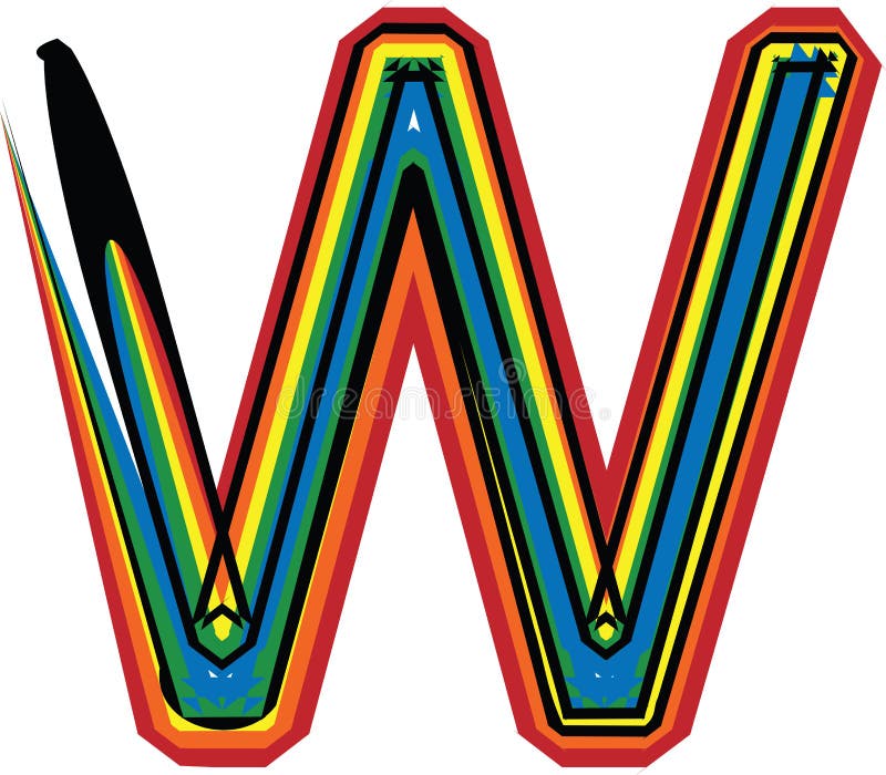 Colorful Grunge Font LETTER W Stock Vector - Illustration of ...