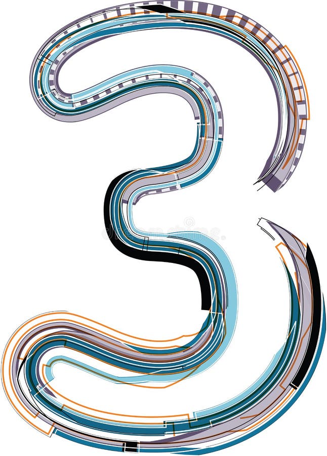 Font illustration NUMBER 3 stock vector. Illustration of isolated ...
