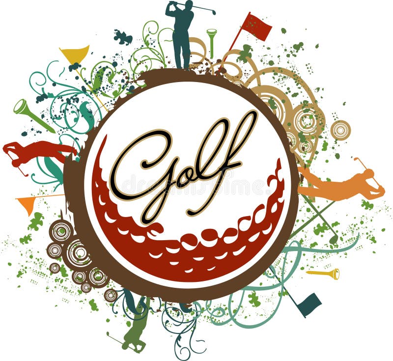 Colorful Grunge Golf Icon stock vector. Illustration of accent - 7607424