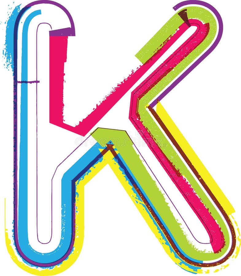 Colorful Grunge LETTER K stock vector. Illustration of pattern - 101203877