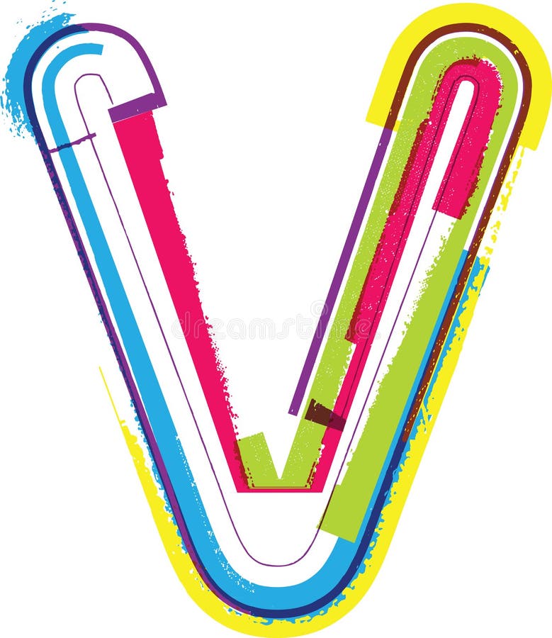 Colorful Grunge LETTER V stock vector. Illustration of font - 101203960