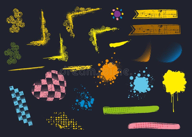 Colorful Grunge Vector Elements on Background Stock Vector ...