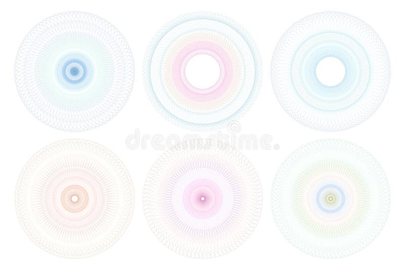 Colorful Guilloche Certificate Watermark Set Collection Stock Vector ...