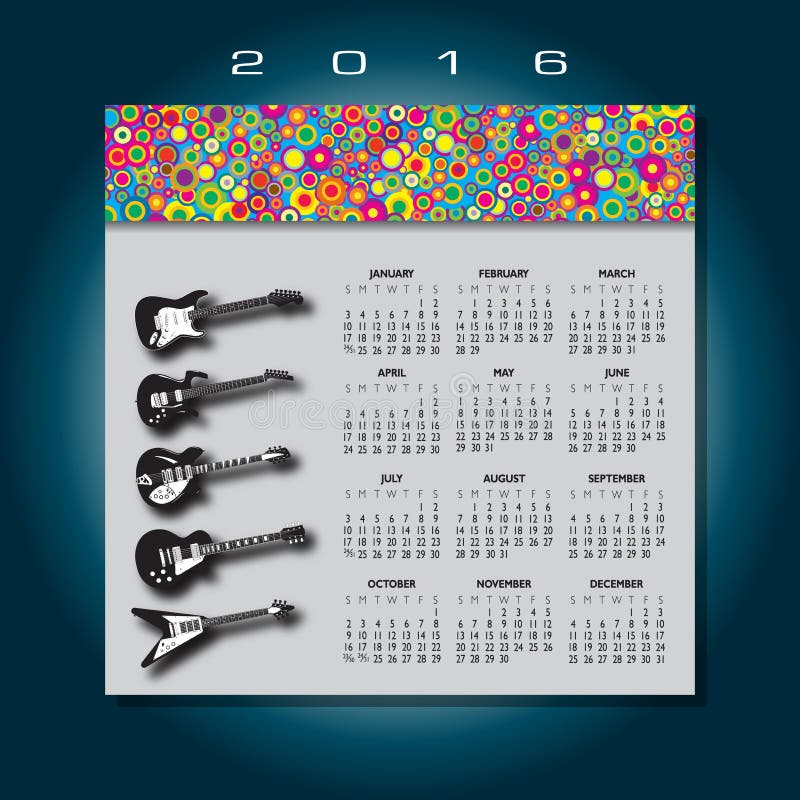 2016 Music Calendar with Notes Stock Vector - Illustration of resonance ...