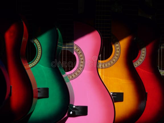 Colorful Guitars stock photo. Image of love, music, instrument - 8589060