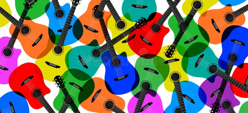 Colorful Guitars Modern Style Musical Vector Background Stock Vector ...