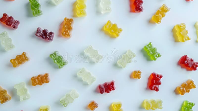 Colorful Gummy Bears Scattered on a Solid White Background. this is AI ...