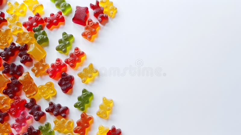 Colorful Gummy Bears Scattered on a Solid White Background. this is AI ...